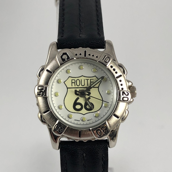 Route 66 | Accessories | Route 66 The Mother Road Watch Black Leather ...